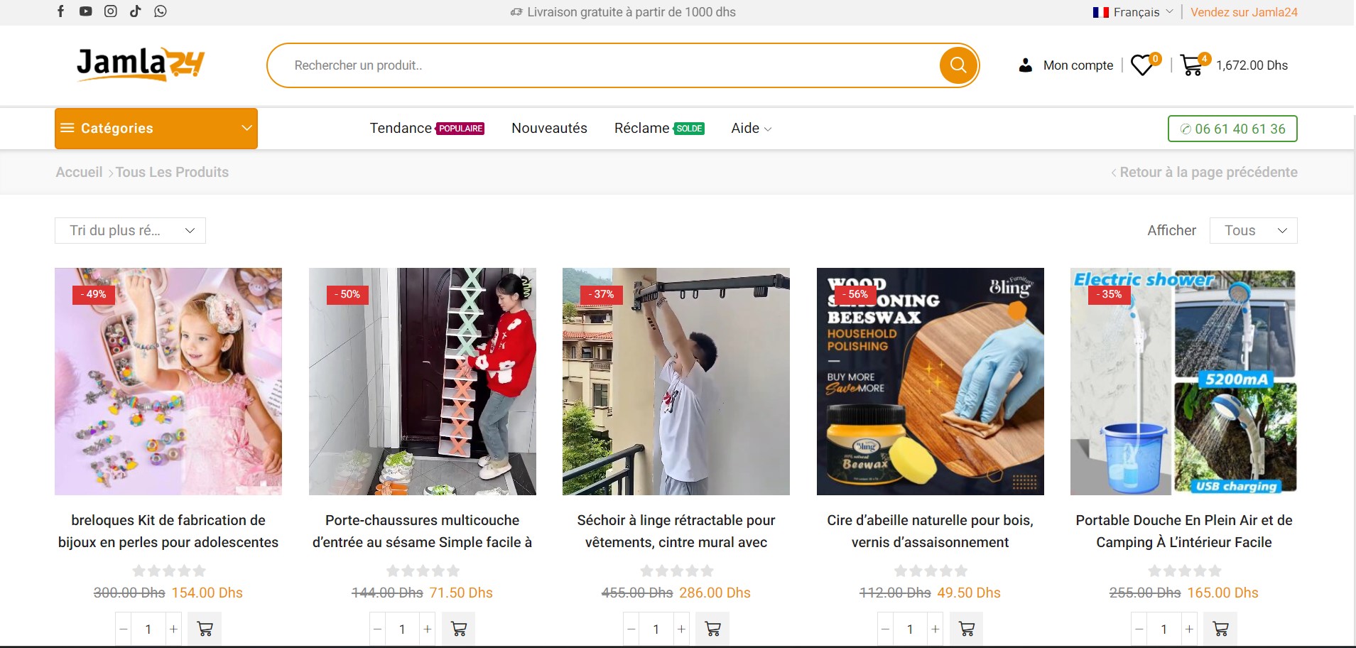 Les produits les moins cher sur le 1er marché de gros en ligne au Maroc